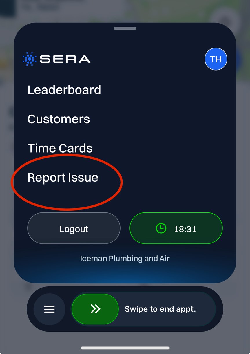 Mobile App: How do I report an issue with the app?