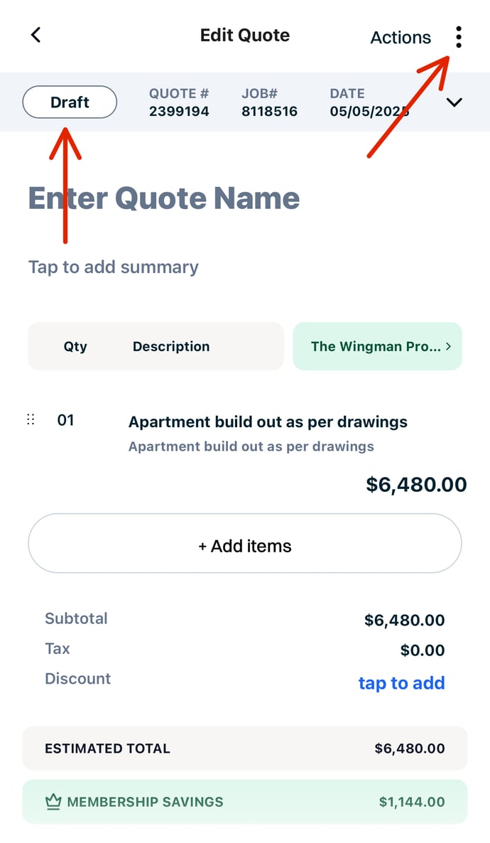 Mobile App: Managing Quotes